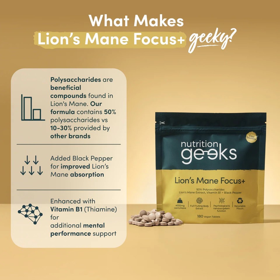 Lions Mane Supplement 4000mg with Vitamin B1 & Black Pepper, 180 Vegan ...