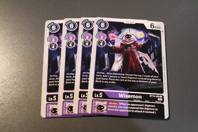 Digimon TCG (2020) - BT12-080 - 4x Wisemon - Purple/Black - Common | eBay