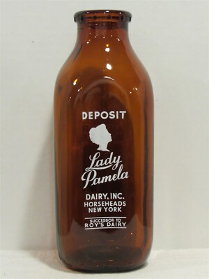 SSPQ Amber Milk Bottle Lady Pamela Dairy Inc Horseheads NY CHEMUNG ...