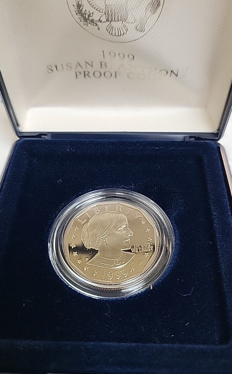 1999-P Susan B Anthony Proof Dollar Coin OGP Box & COA US Mint $1 D195 ...