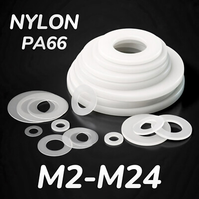NYLON FLAT FORM A WASHERS WHITE PLASTIC WASHER M2 M2.5 M3 M4 M5 M6 M8 ...