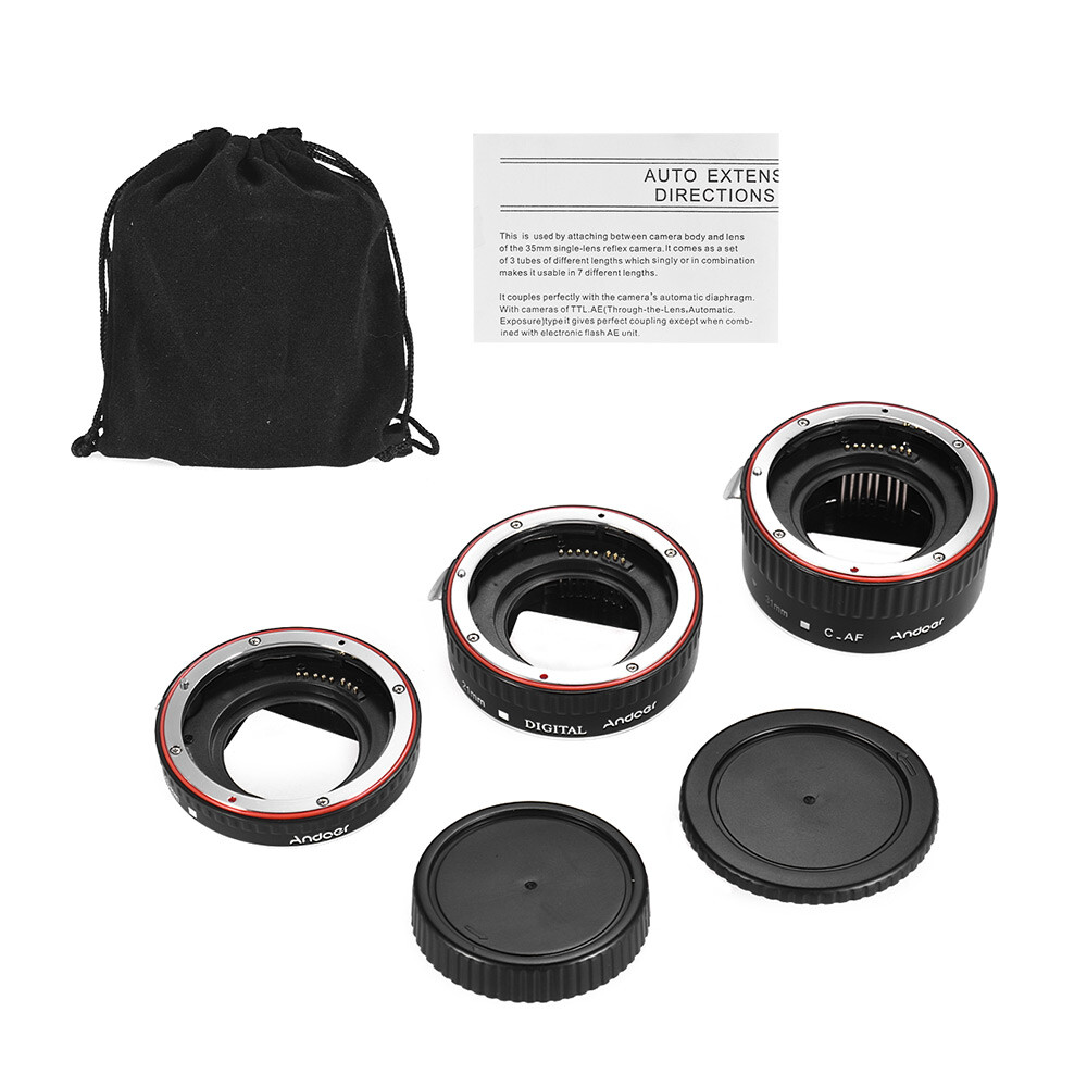 Andoer 3-Piece 13mm+21mm+31mm Auto Focus Extension Tube Rings for Canon ...