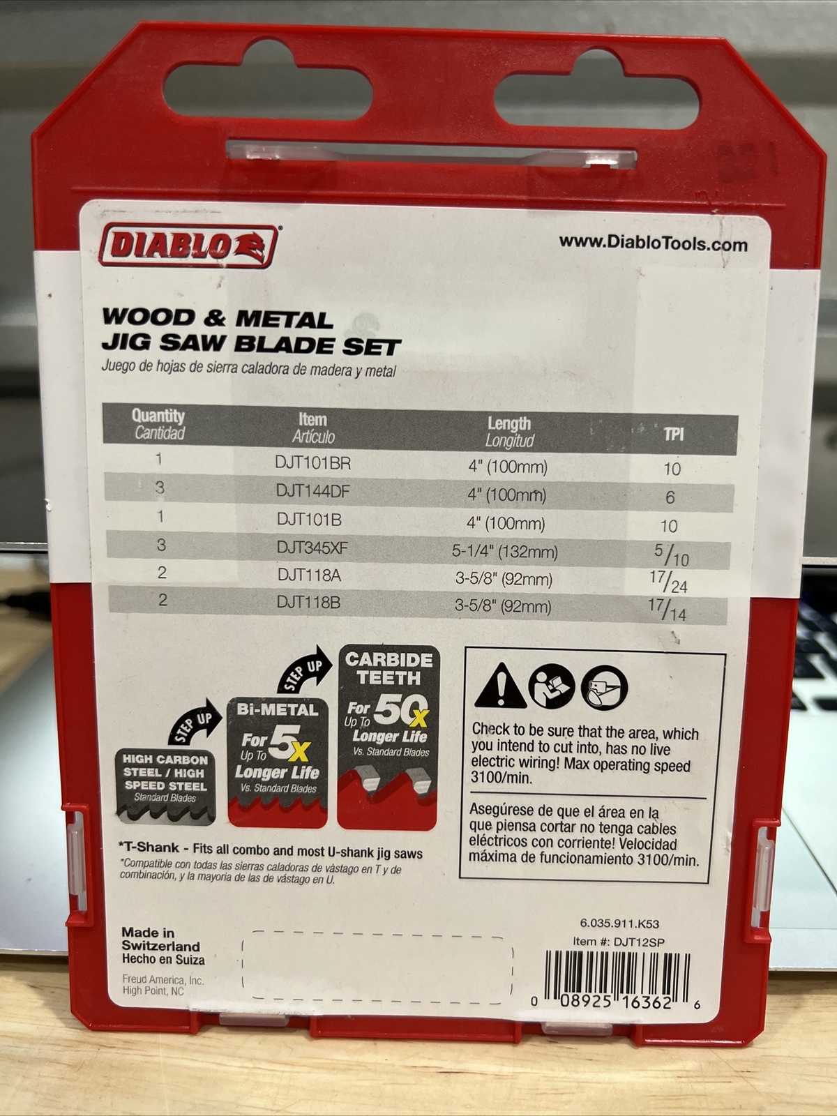 Diablo 12-Piece DJT12SP Jig Saw Blades T-Shank Design Set Cuts Clean ...