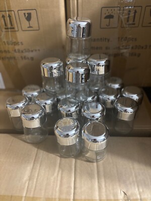 160 pcs, 2 Ounce Glass Jars with child lock cap, small clear Reusable ...