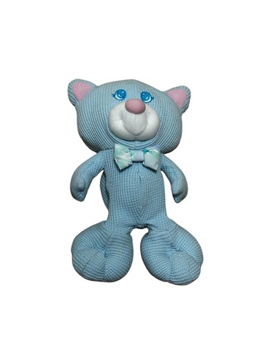 Fisher Price Blue Thermal Waffle Weave Cozies Plush 1994 Kitty Cat Bow ...