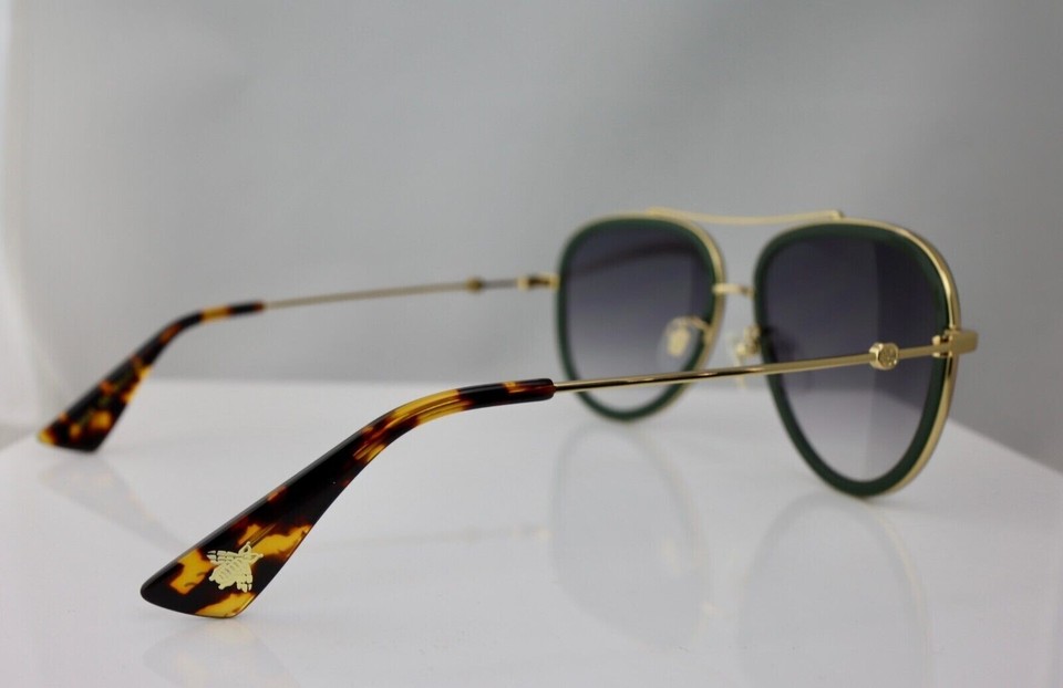 Gucci GG0062S 003 57mm Aviator Green/Red Sunglasses with Light Grey ...