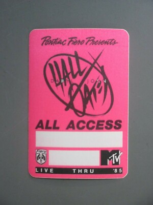 Hall & Oates backstage pass satin sticker Pontiac Fiero Aftershow Pink ...
