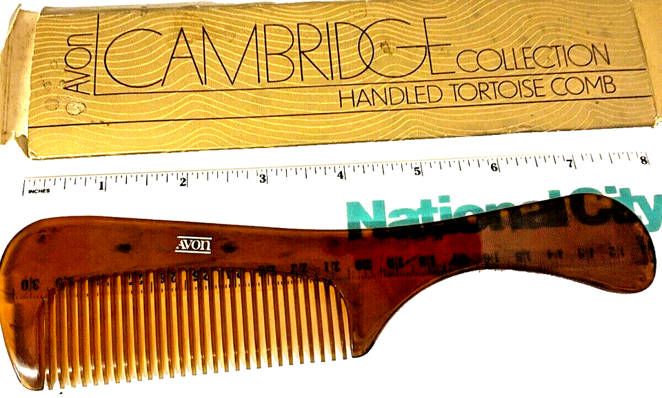 vintage avon cambridge collection handled tortoise comb 8in NOS | eBay