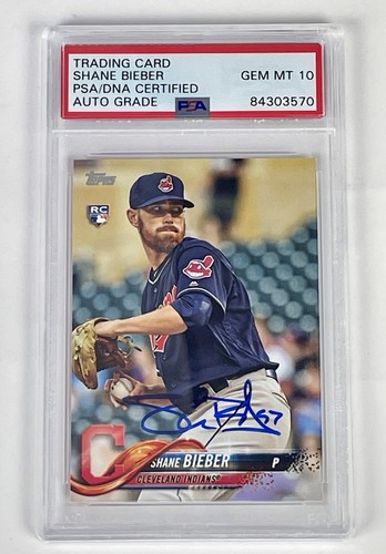 Shane Bieber Signed Auto 2018 Topps Update Rookie RC PSA Authentic Cy ...