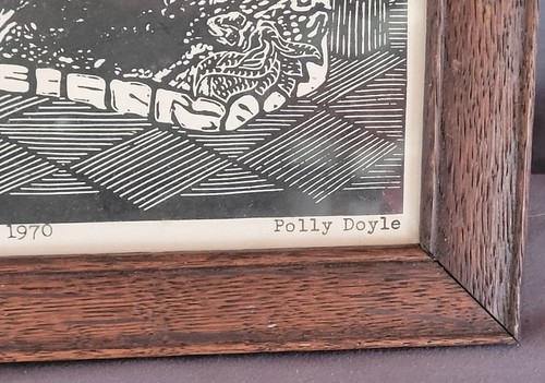 Vintage Polly Doyle Linoleum Cut Marriage Series Block Black & Wht ...