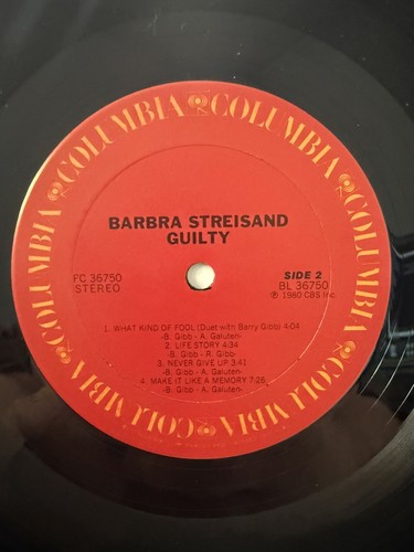 BARBRA STREISAND - Guilty - 1980 Pop Vocal LP w/Barry Gibb VG+ VINYL ...
