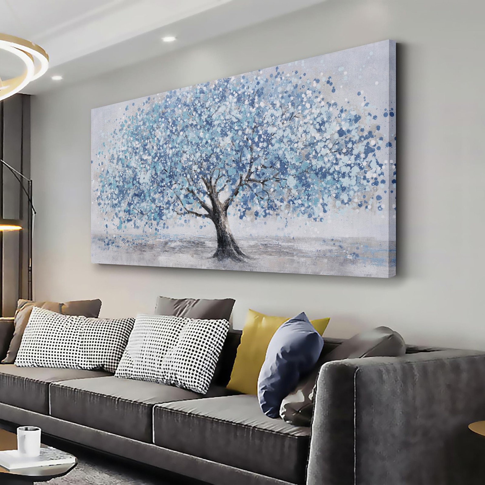 Tree of Life Wall Art Blue Tree Picture Wall Decor Artwork Framed ...