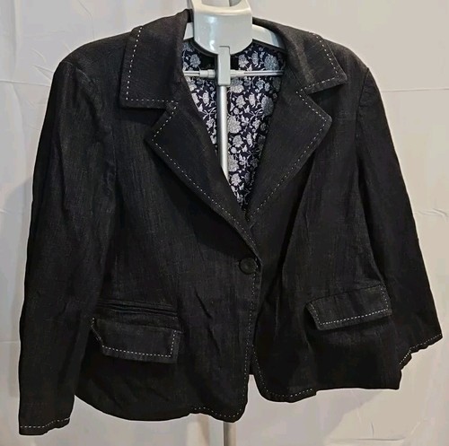 Talbots Women's Pre-owned Size XL Blue Denim One Button Blazer Jacket ...