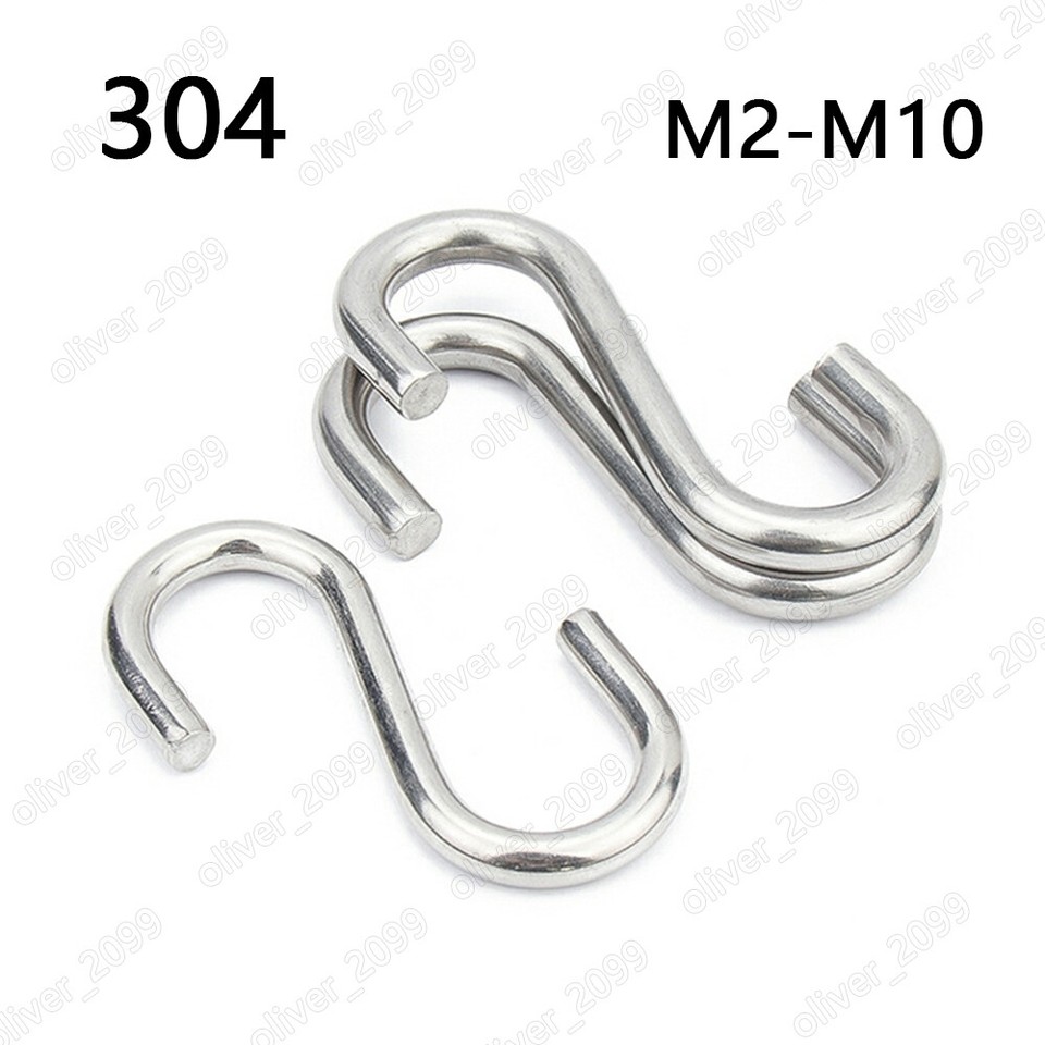 304 Stainless Steel S Hooks M2 M3 M4 M5 M6 M8 M10 | eBay