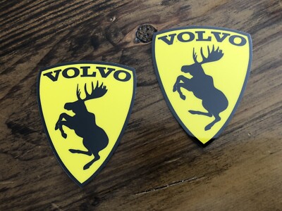 PAIR (2) of GENUINE Prancing Moose VOLVO 3” Traditional Vinyl Adhesive ...