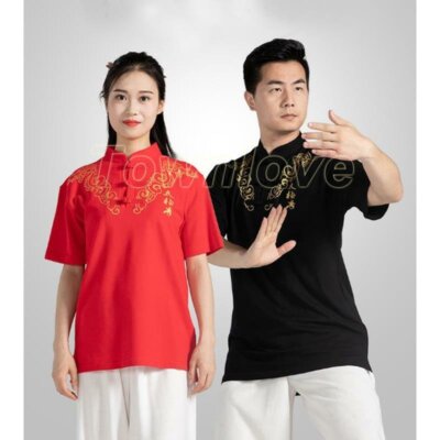 Chinese Cotton Tai Chi Clothing Kung Fu Wushu Martial Arts T-shirt ...
