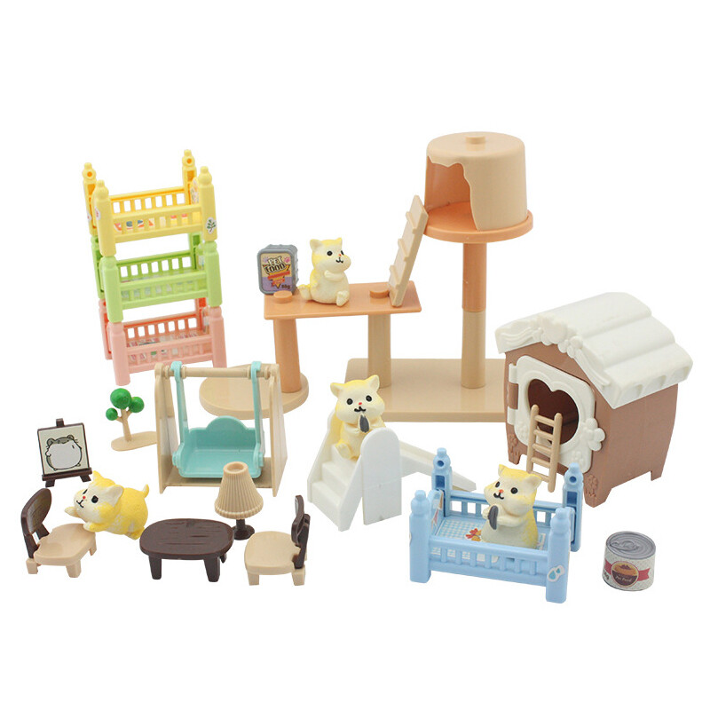 Pet Hamster Figures Playset Pretend Play Toys Plastic Role Play Gift ...