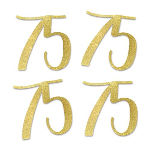 Gold Glitter 75 Cut-Out Numbers 75th Birthday Party Anniversary ...