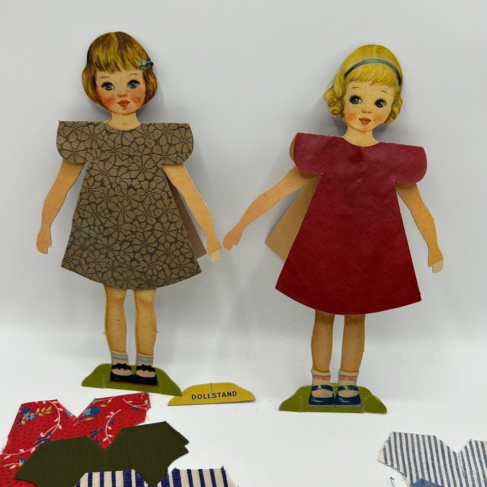 Paper Dolls Cardboard 10" Moveable Arms Slit Cut Dress Paper & Fabric ...