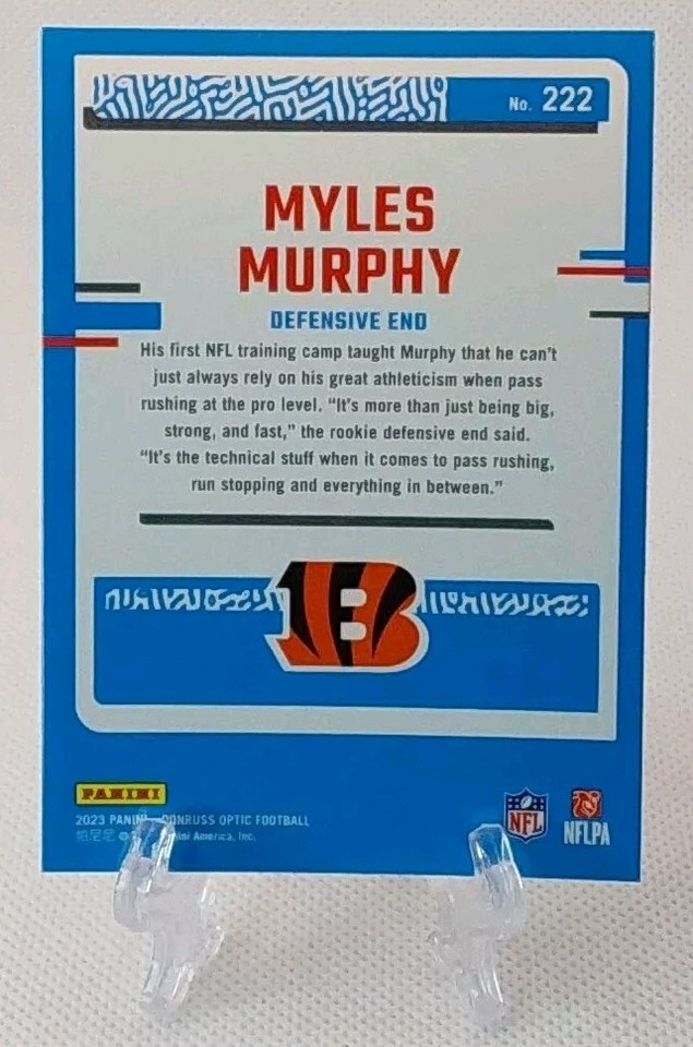 🏈2023 donruss optic MYLES MURPHY (rookie) football card #222🏈 *Bengals ...