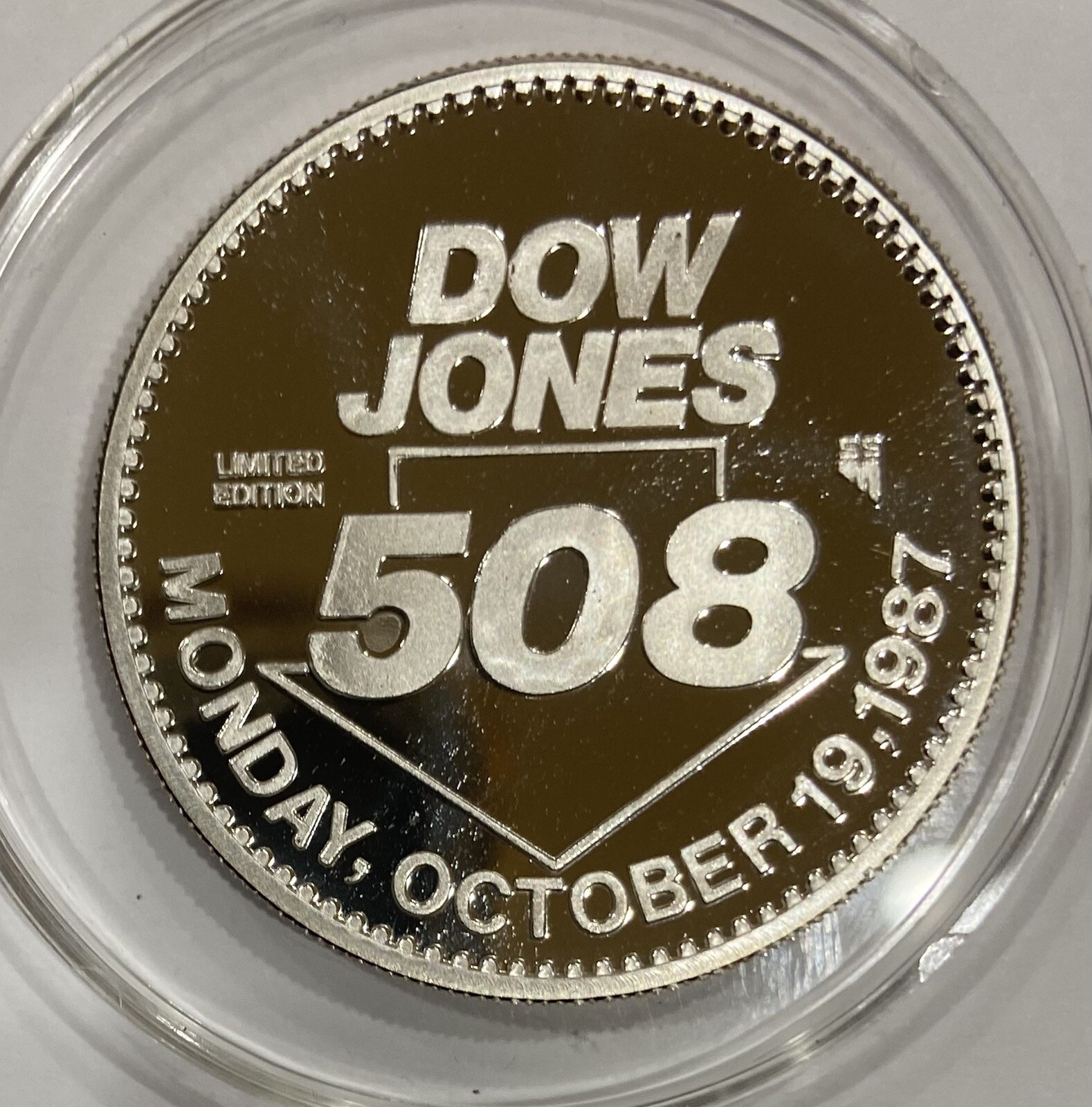 Rare 1987 Dow Jones Market Crash Vintage 1 Oz .999 Fine Silver Round ...
