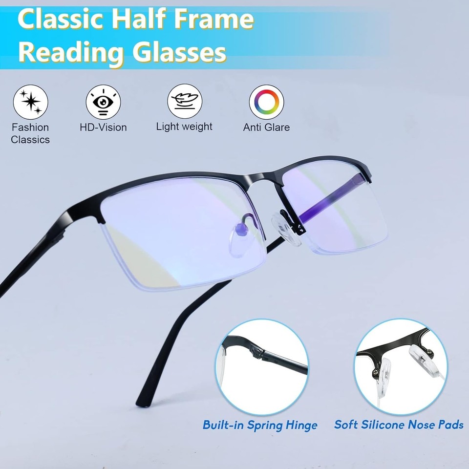 2-Pack No Blue Vision Glasses – Lightweight Blue Light Readers for ...
