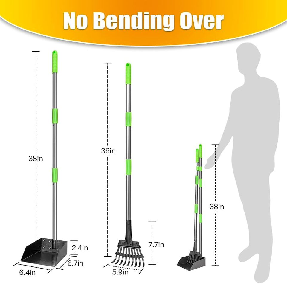 TOOGE Pooper Scooper, Dog Pooper Scooper Long Handle Stainless Metal ...