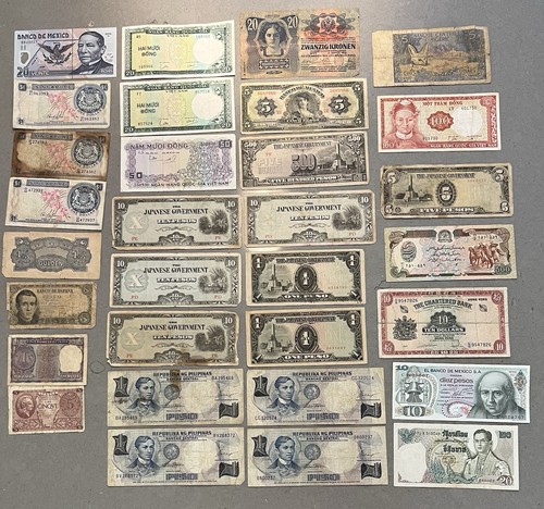Circulated Lot of 31 Foreign Banknotes World Paper Money Collectible ...