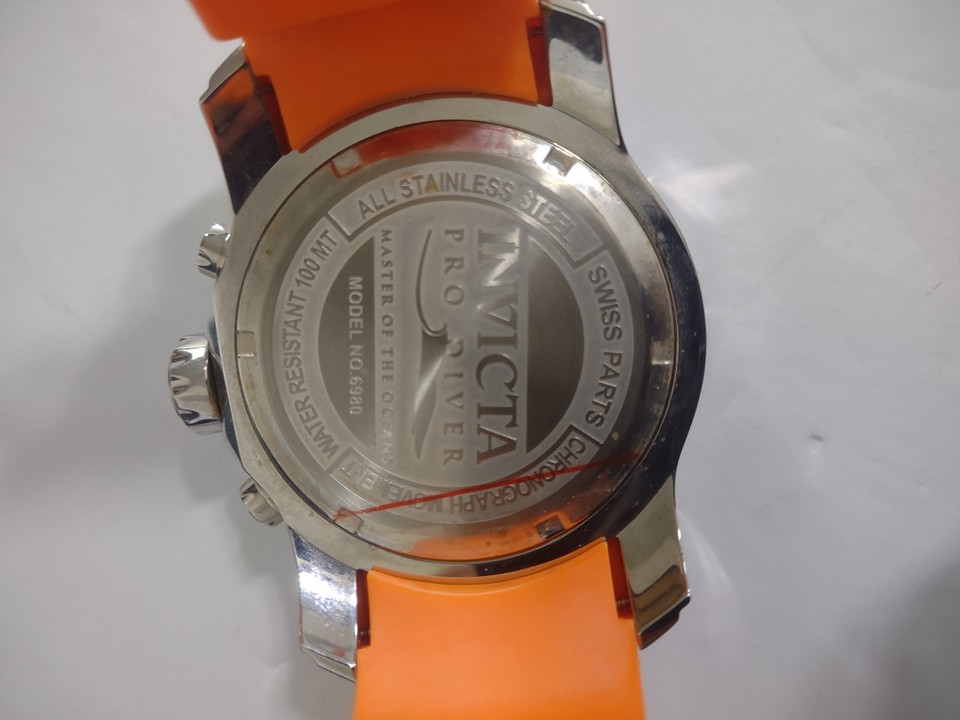 Invicta "Master of the Oceans" #6980 Pro Diver Mens Watch Orange Face ...