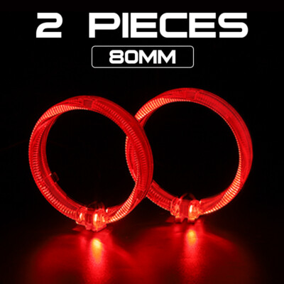 2pcs Red 80mm LED Light Guide Angel Eyes Halo Rings for Car Headlights ...