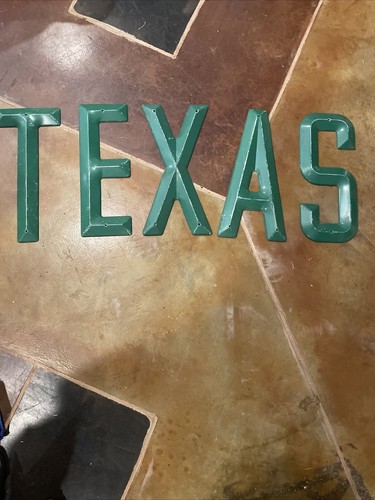 14” tall "TEXAS" Rustic Letters W Mount Holes Green Distressed Paint 5 ...