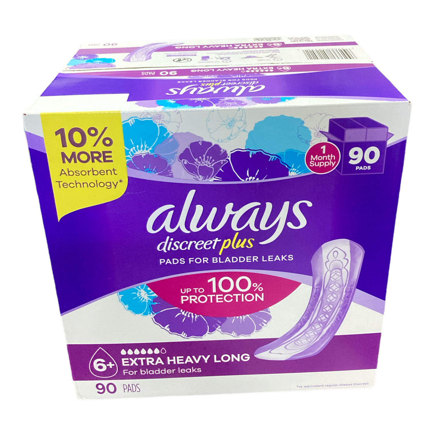 Always Discreet Plus, Incontinence Pads for Women (Extra Heavy Long, 90 ...