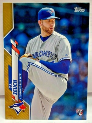 T.J. Zeuch 2020 Topps Series 2 Oversized 5x7 RC #407 - GOLD #'d 4/10 ...