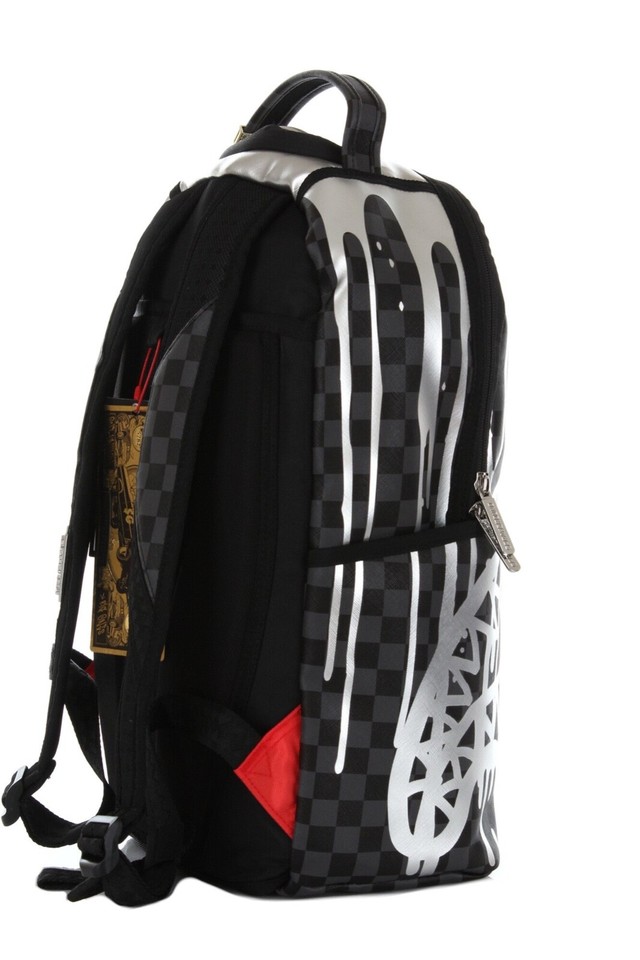 Sprayground Black Silver Backpack Shark In Paris Monogram Back School ...