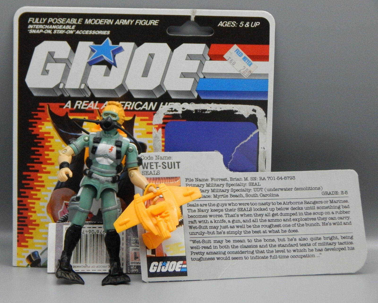 Vintage 1986 Hasbro GI Joe WET SUIT Action Figure COMPLETE w/ Filecard ...