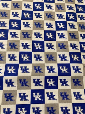 Univ KENTUCKY UK Wildcats LOGO SQUARES Fabric By the Half Yard 100% ...