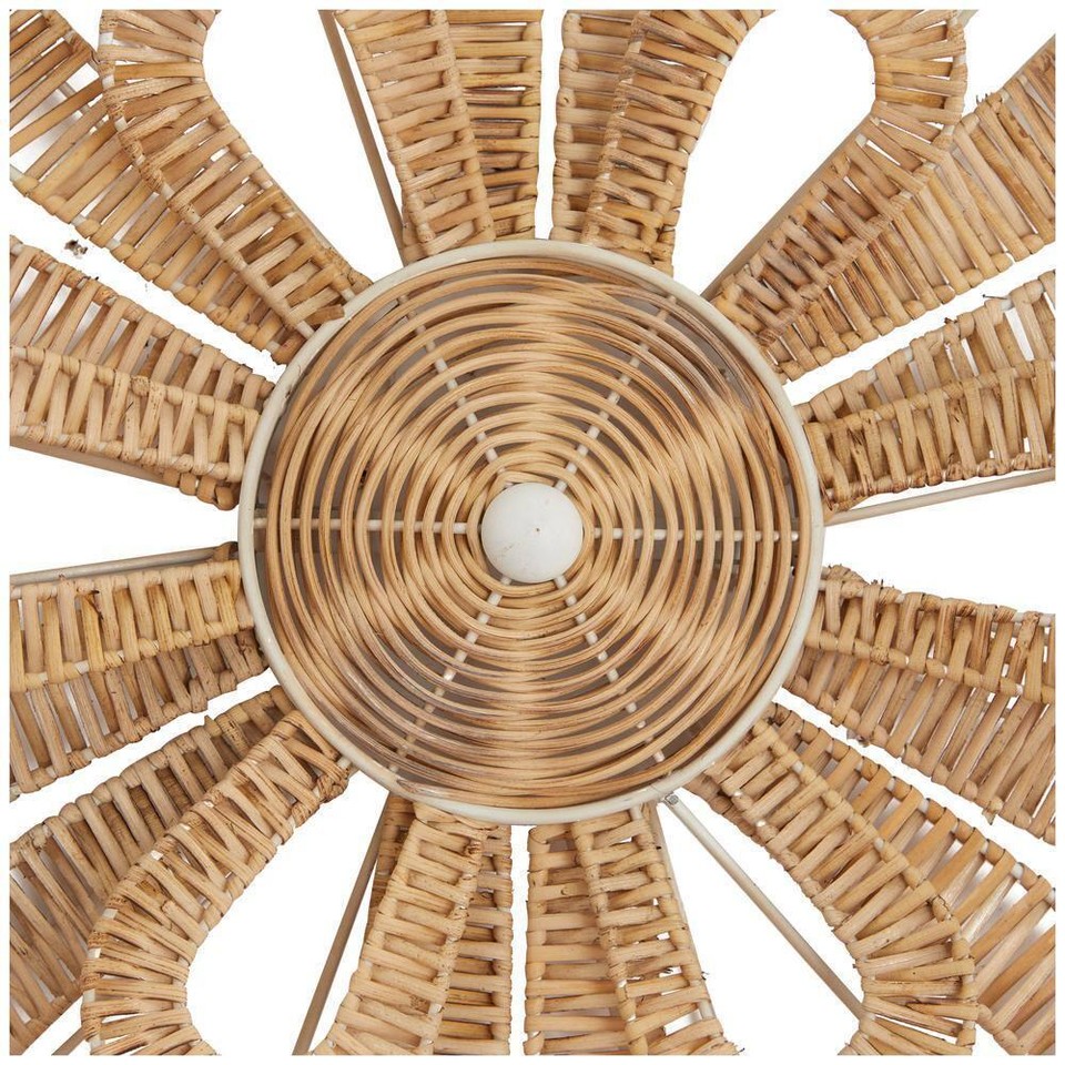 Litton Lane Wall Sculpture 30.50" Brown Rattan Daisy Floral Decor w ...