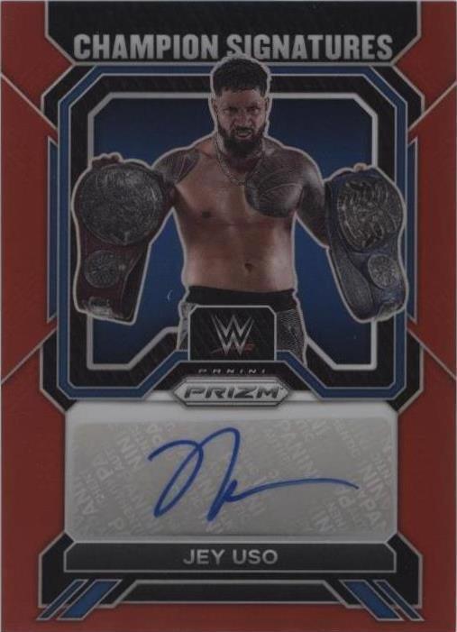2023 Panini Prizm WWE - Champion Signatures Jey Uso #CS-JUS Red Prizm ...