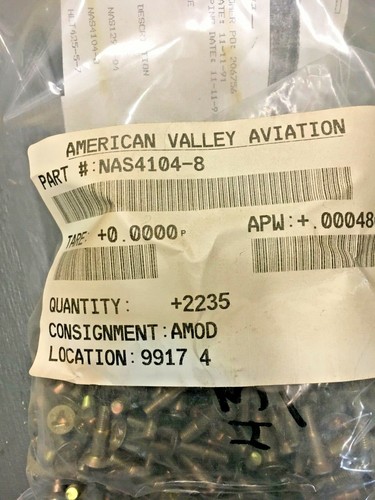 NAS4104-8 SCREW 1/4-28 TRI WING RECESS QTY 250 | eBay