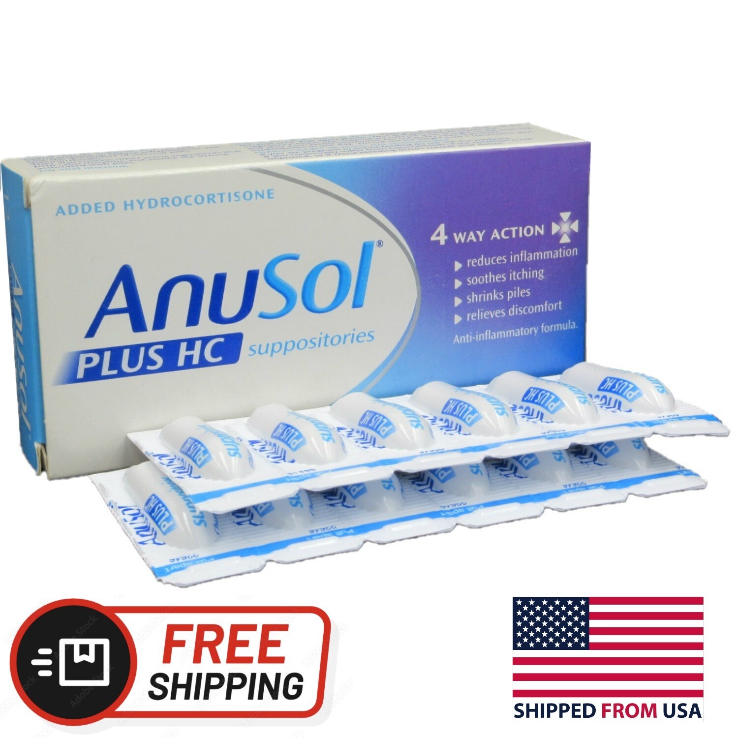 Shipped From USA !! Anusol 4 Way Action 10mg hydrocortisone ...