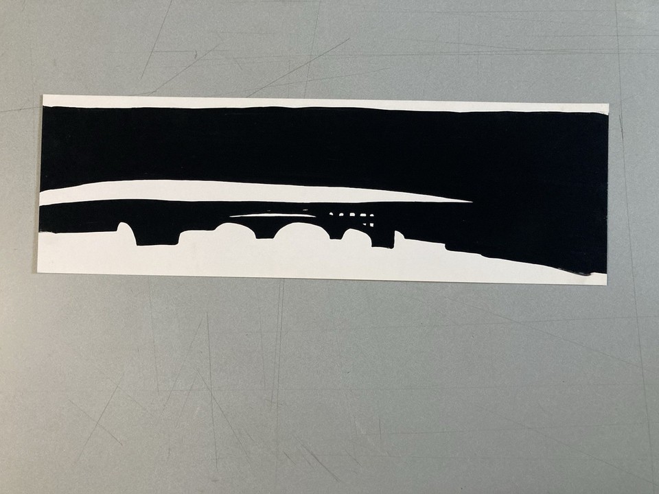 Very Pretty Painting Gouache Drawing Abstract 1990 Bridge Paper Art to ...