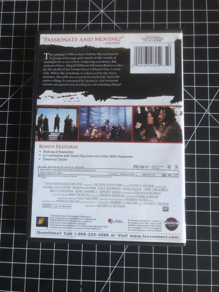The Crucible DVD 1996 Daniel Day Lewis Winona Ryder | eBay