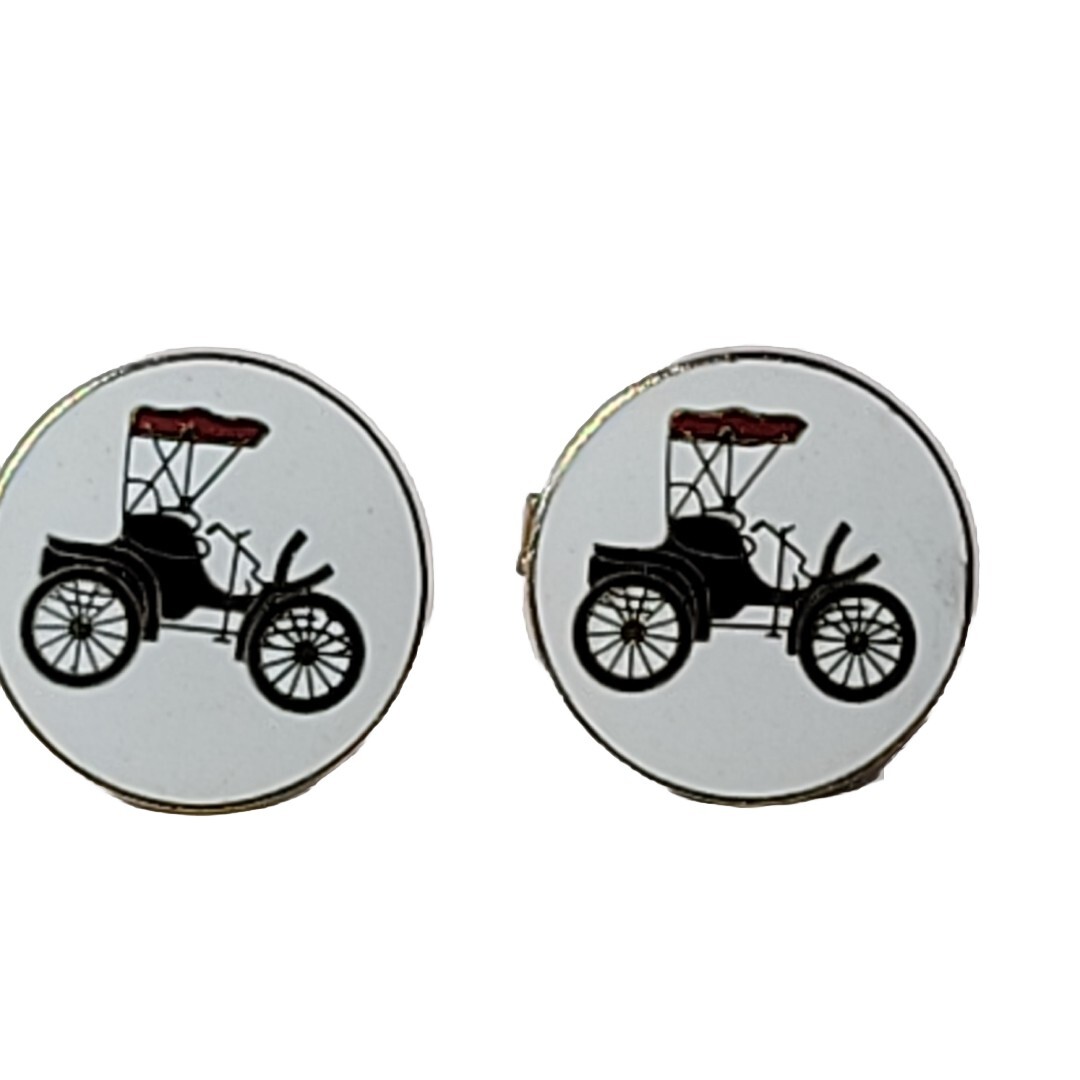 Vintage Model T Black Gold On White Kinney Co CuffLin… - Gem