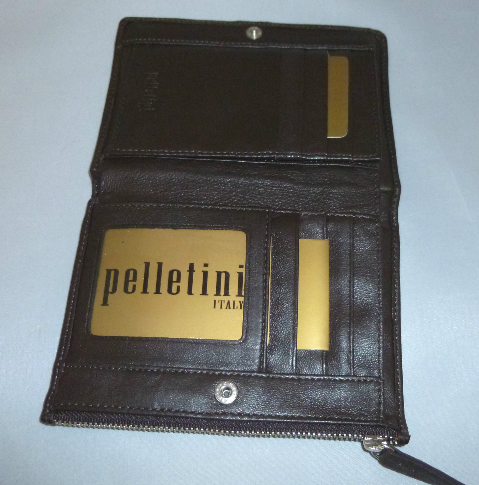 Pelletini 15cm French Clutch Purse Outside Zipper Genuine leather ...
