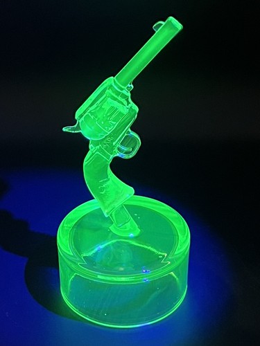 Green Vaseline glass Colt Revolver pistol uranium single action army ...