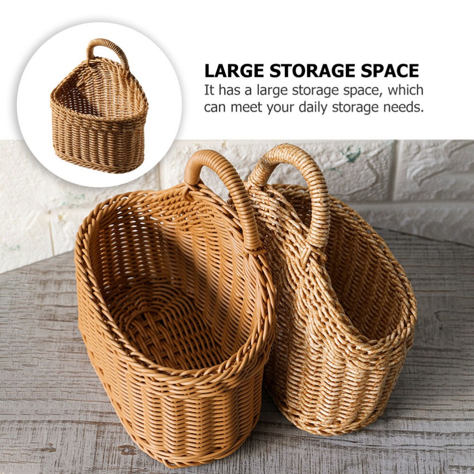 plastic woven basket Seagrass Storage Basket Wall Flower Basket Hanging ...