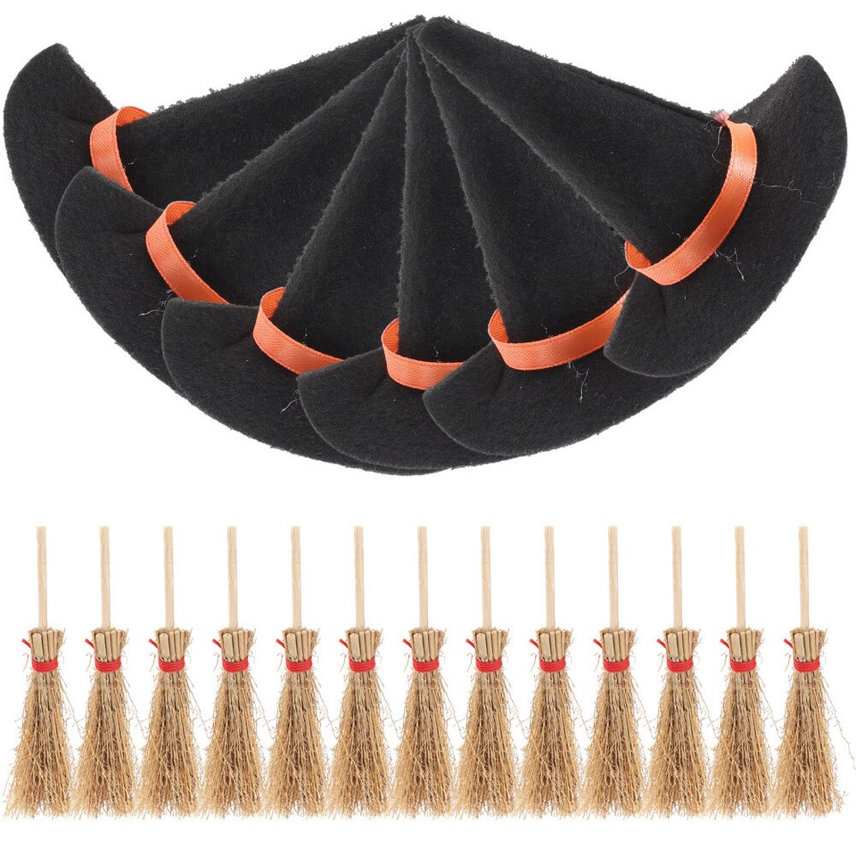 12pcs Miniature Doll House Witch Hats Mini Halloween Witch Hats and ...