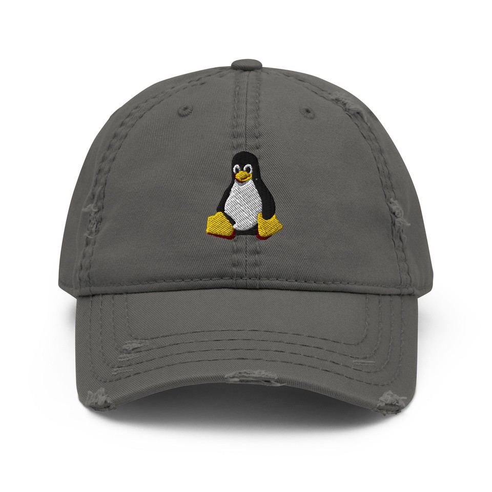 Linux Distressed Dad Hat Tux Hat | eBay