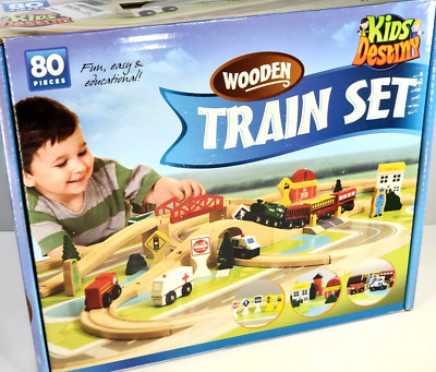 Kids Destiny 80-Piece WOODEN TRAIN SET | eBay
