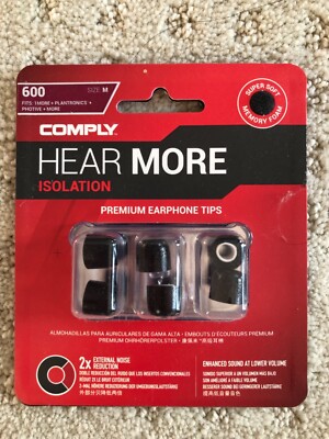 Comply Isolation T-600 Memory Foam Replacement Earbud Tips Size M 3 ...